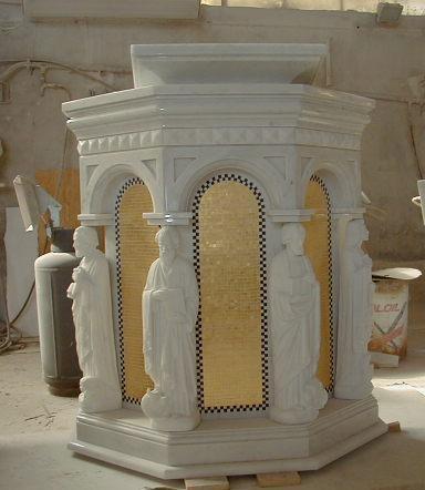 Marble Altars and Sanctuary Furniture. Pulpits, Baptismal fonts, Reredos.
